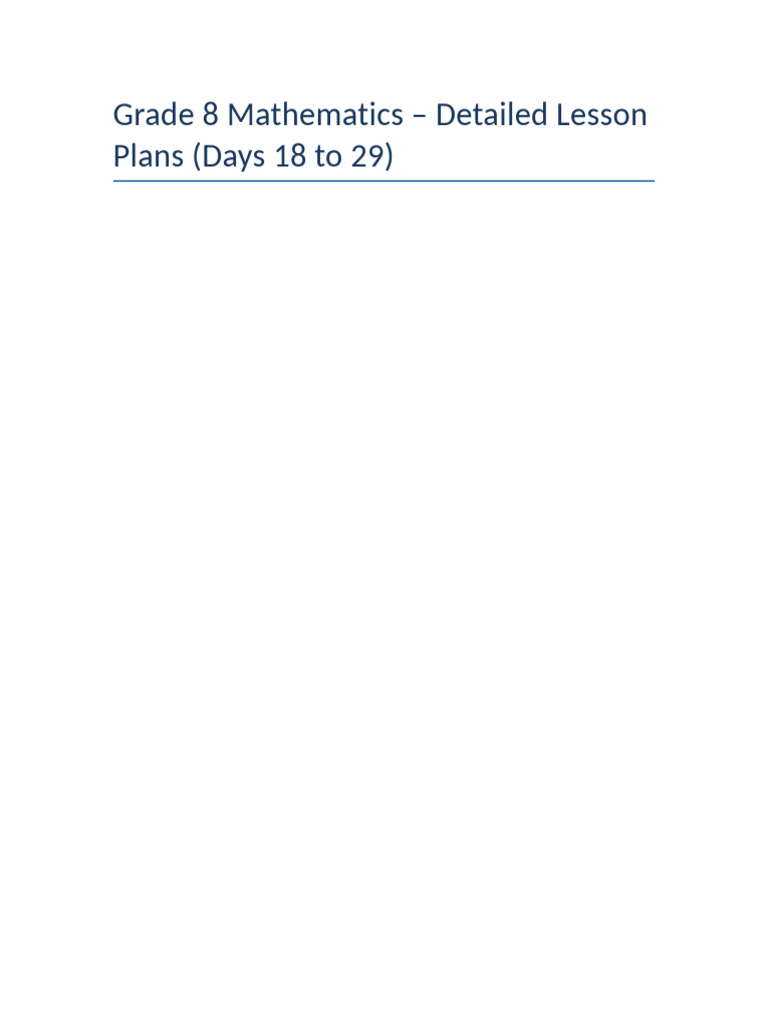 Math8 Detailed Lesson Plans Days 18 To 20 | PDF | Factorization | Polynomial