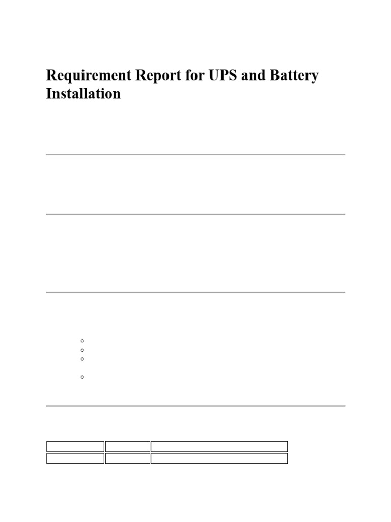 Requirement Report For UPS and Battery Installation | PDF