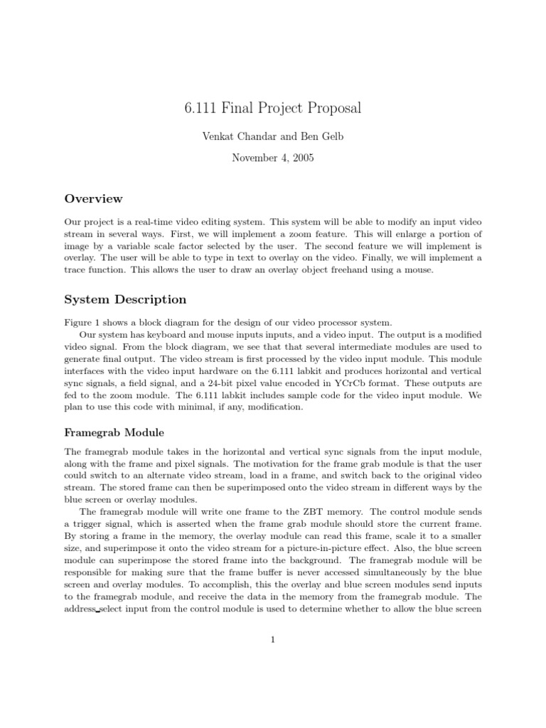 Real-Time Video Editing System Proposal | PDF | Input/Output | Video
