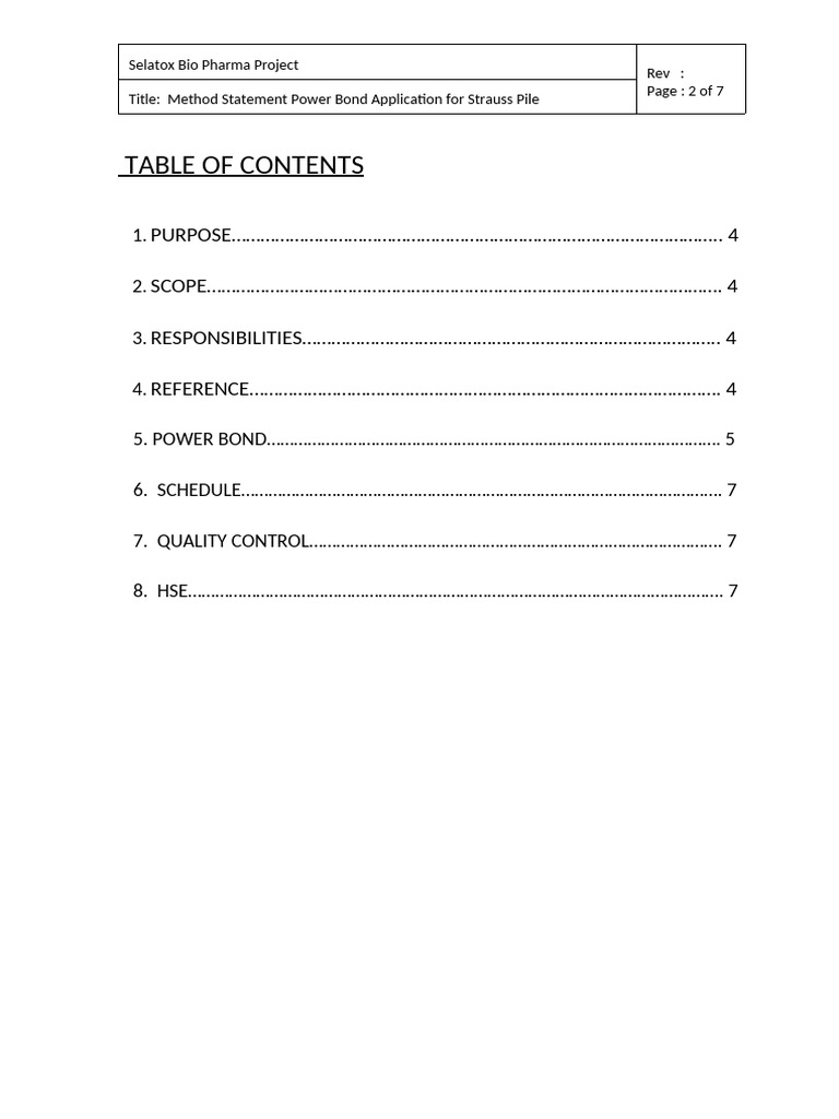 Method Statement Power Bond Application For Strauss Pile | PDF | Concrete