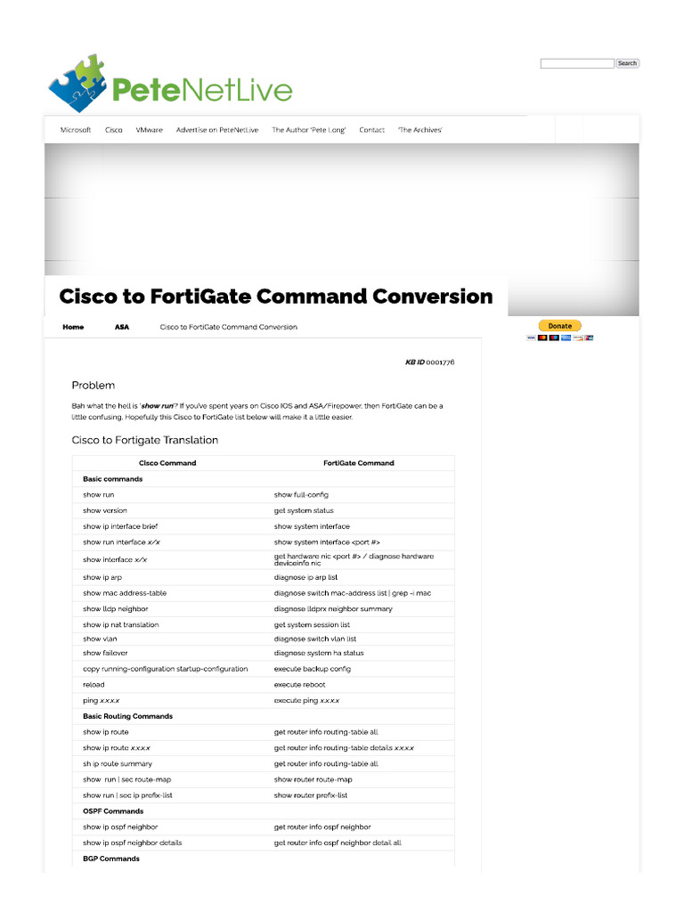 Cisco To FortiGate Command Conversion - PeteNetLive | PDF