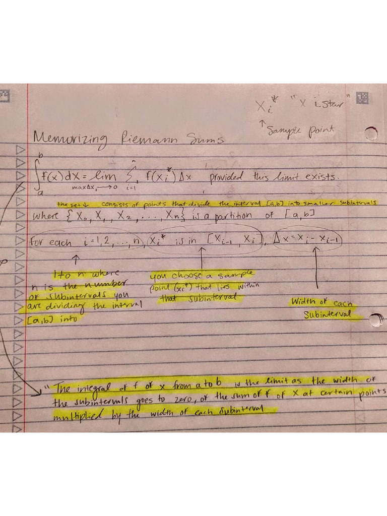 Memorizing Riemann Sums | PDF