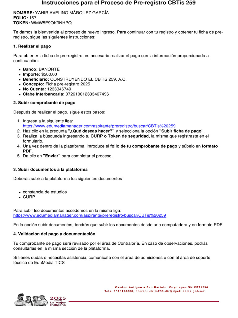 Instrucciones Preinscripcion | PDF