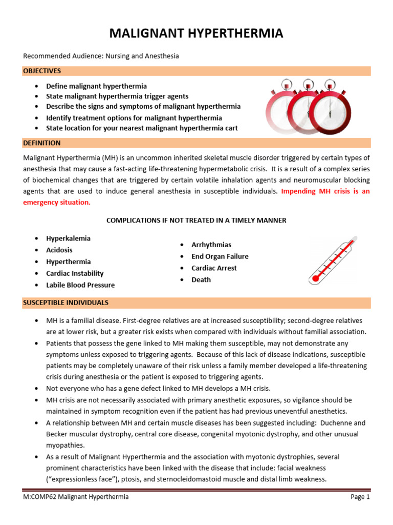 4.2024 Malignant Hyperthermia | PDF | Medical Specialties | Diseases And Disorders
