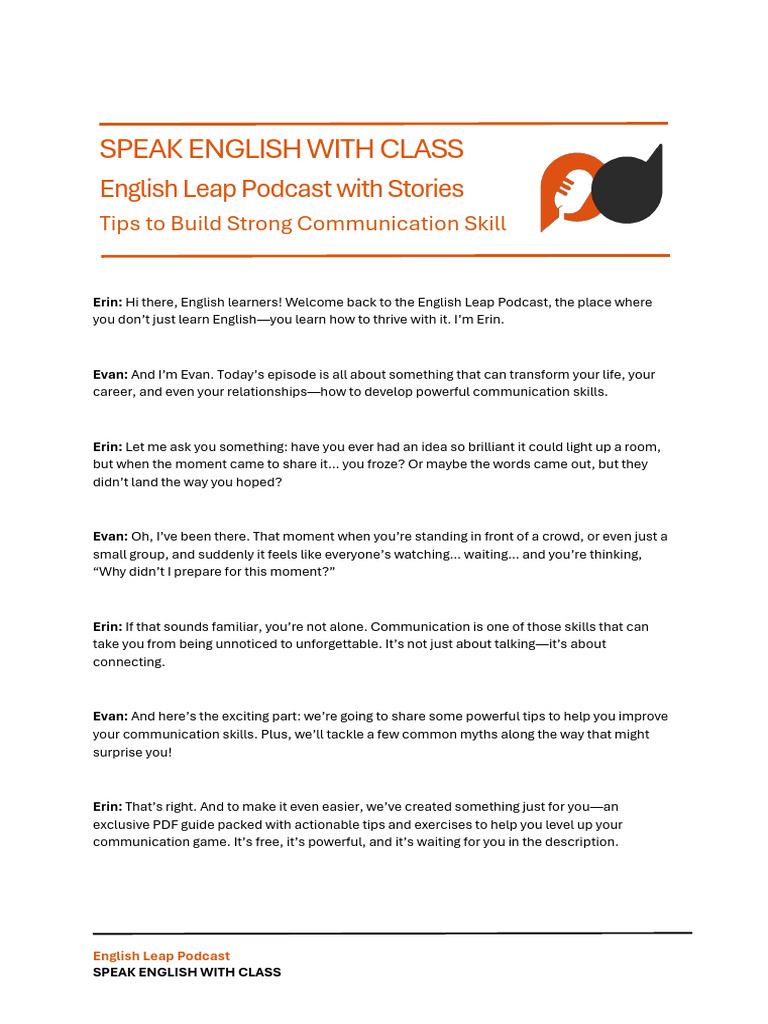 English-Leap-Podcast-EP45-Develop-Strong-Communication-Skills | PDF ...