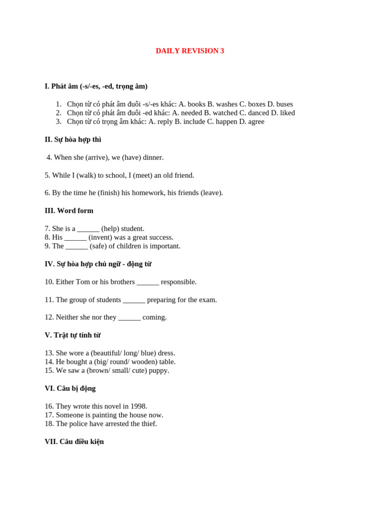 Daily Revision 3 | PDF