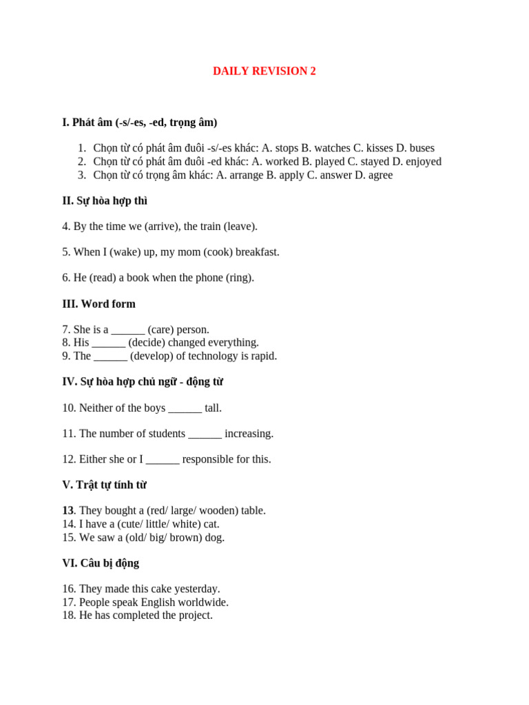 DAILY REVISION 2 | PDF