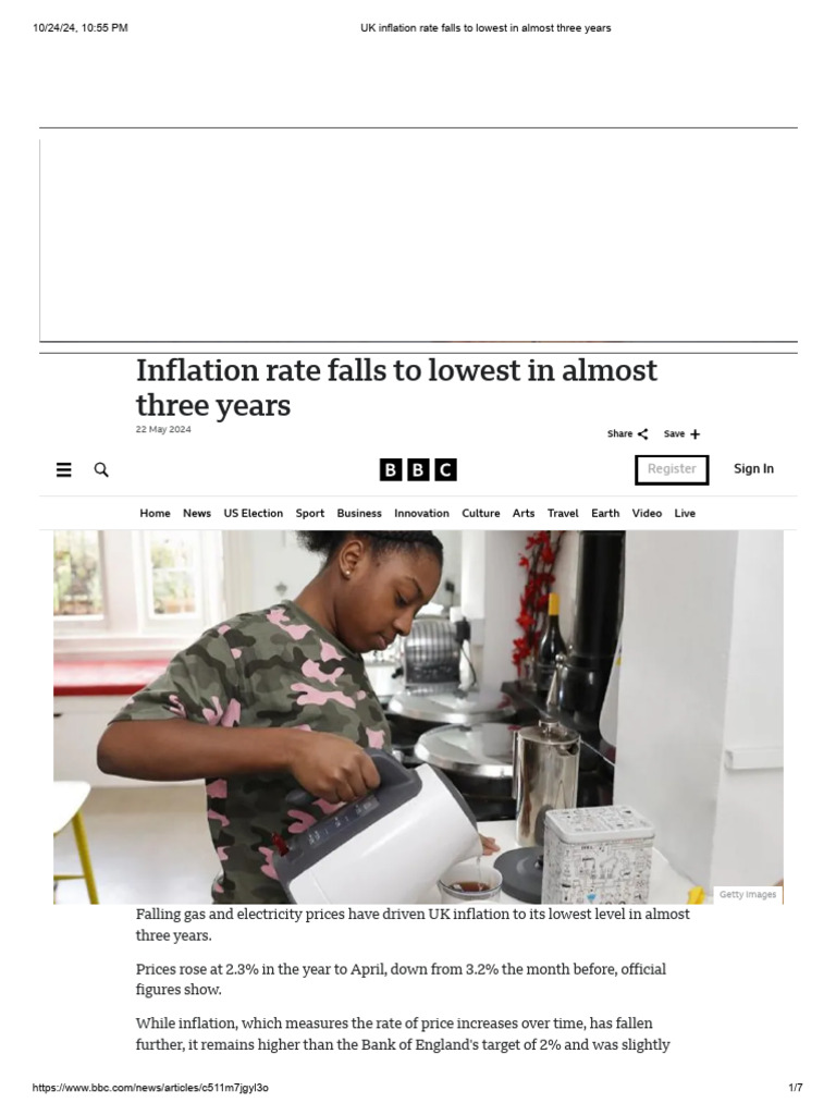 UK Inflation Rate Falls To Lowest in Almost Three Years | PDF | Cost Of ...