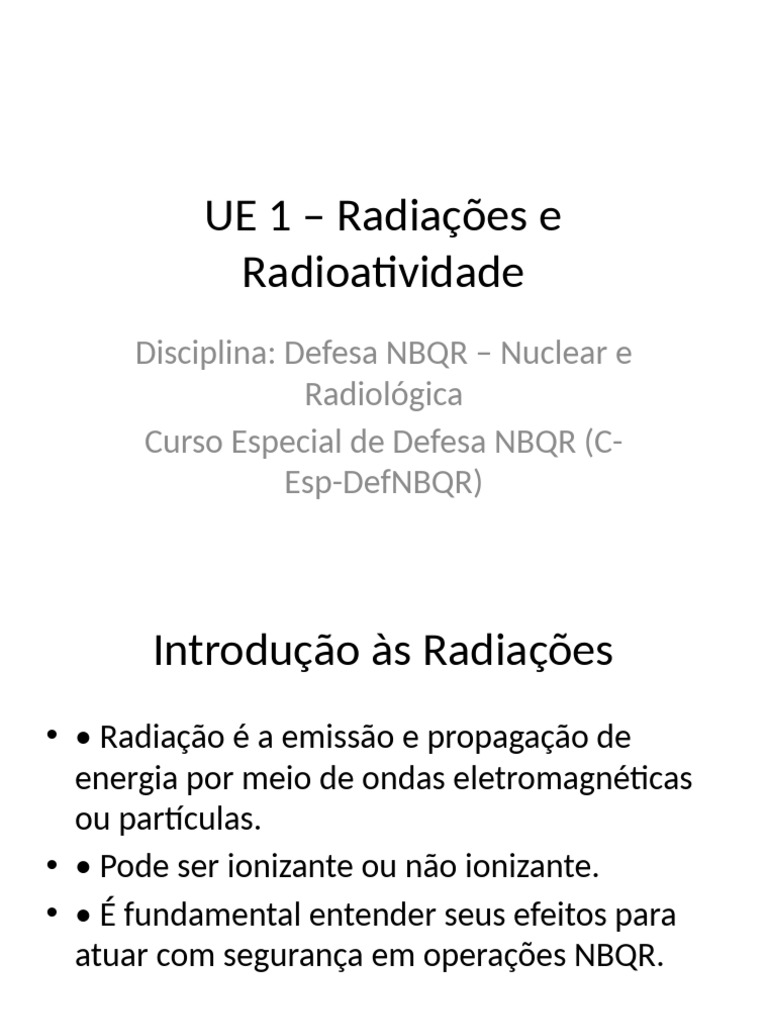 UE1 Radiacoes e Radioatividade | PDF