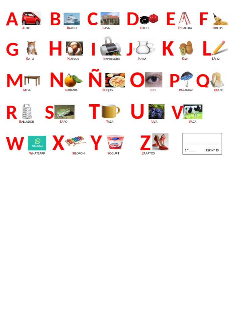 Abecedario y vocabulario básico | PDF