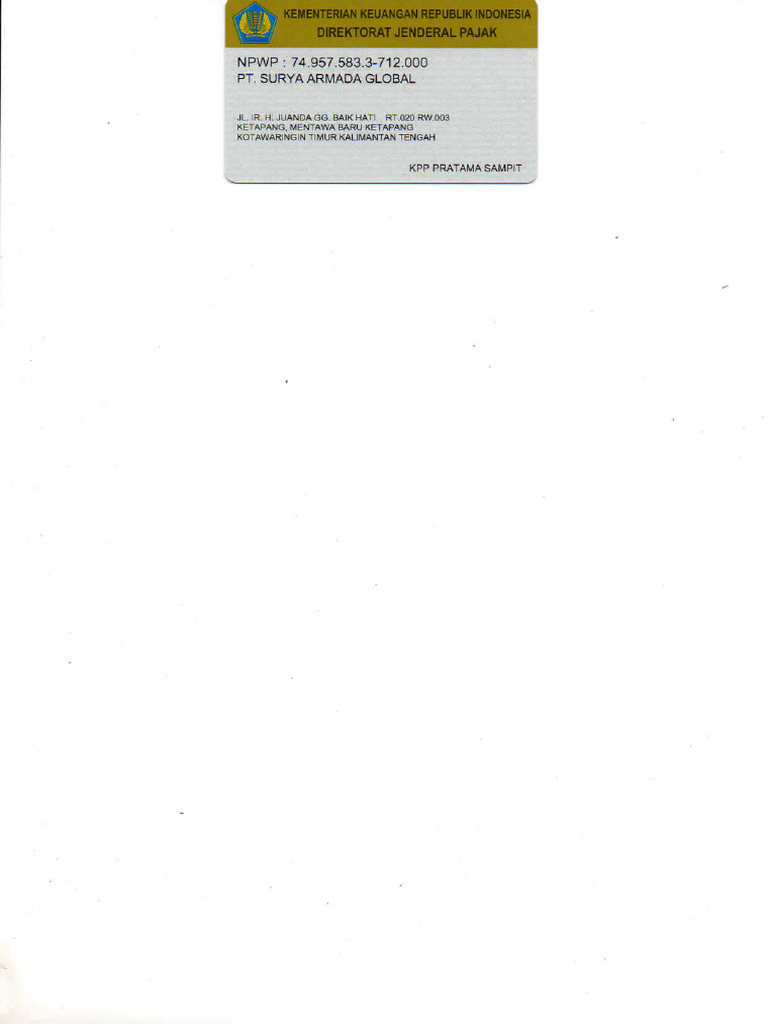 07. NPWP PT. SAG | PDF