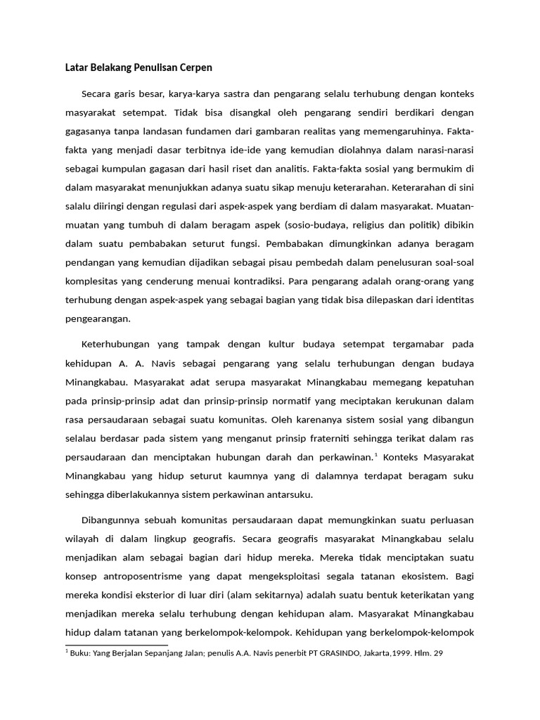 Latar Belakang Penulisan Cerpen | PDF