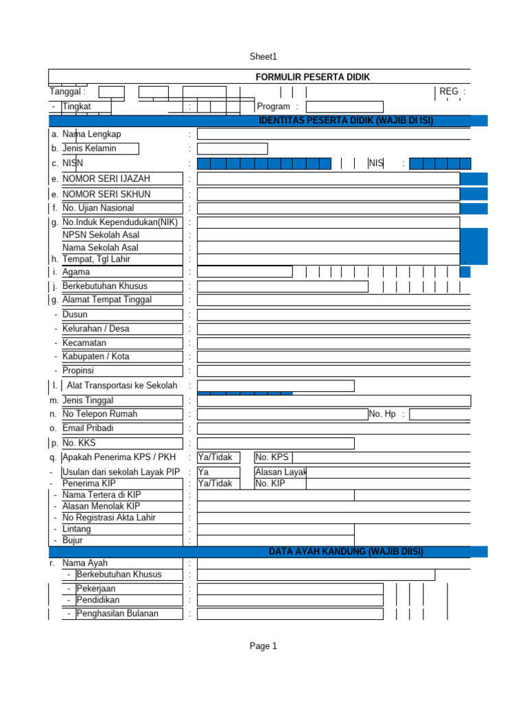Formulir Peserta Didik 2025 | PDF