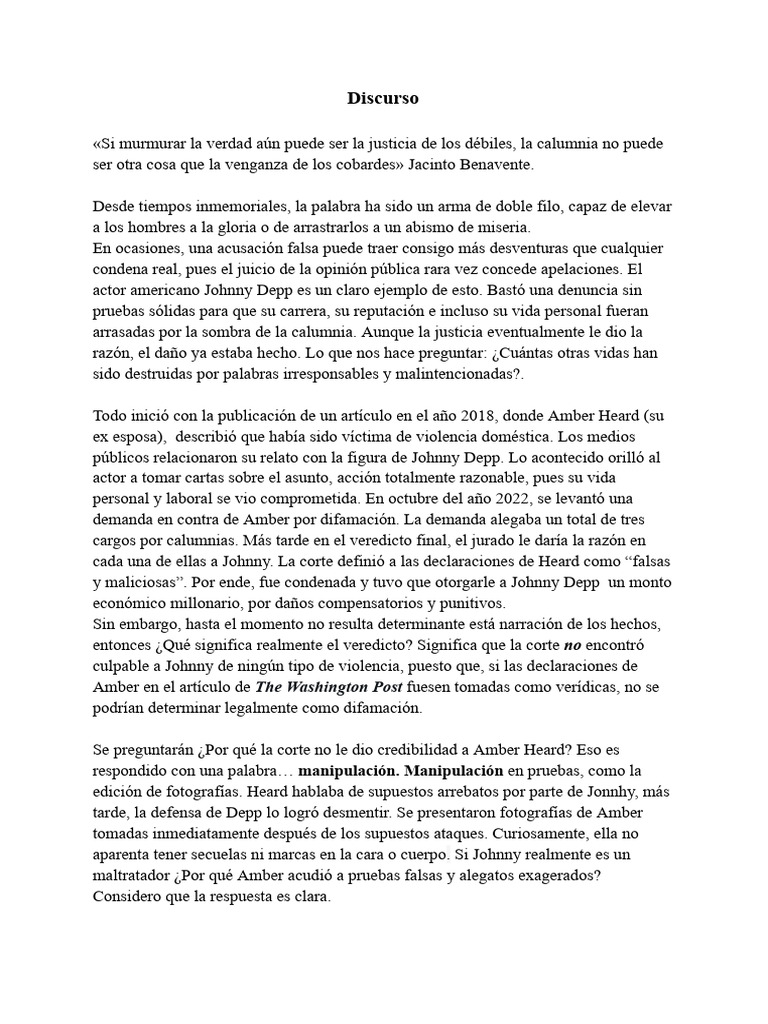 DISCURSO JOHNNY DEPP | PDF | Johnny Depp