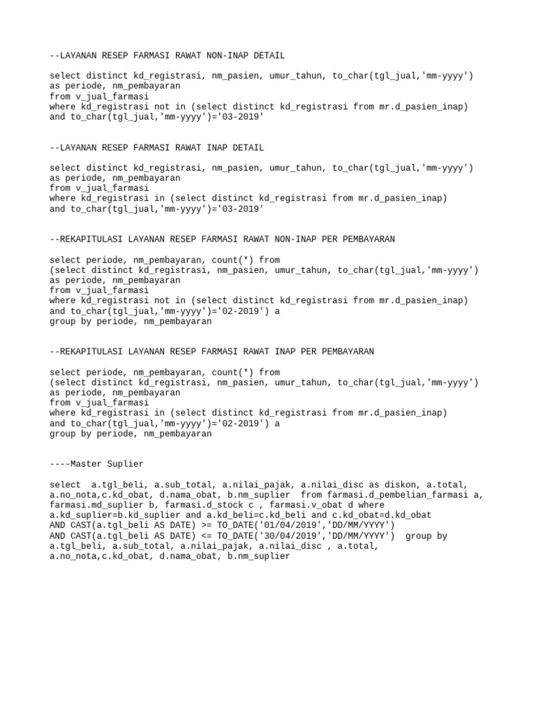 Query Resep Farmasi | PDF