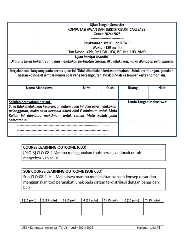 Uts Komputasi Awan Distribusi 24252 - CPR | PDF