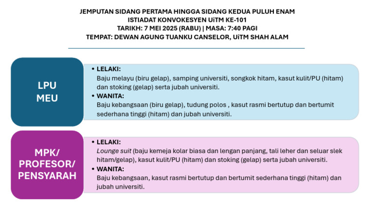 Etika Berpakaian Menghadiri Istiadat Konvokesyen UiTM | PDF