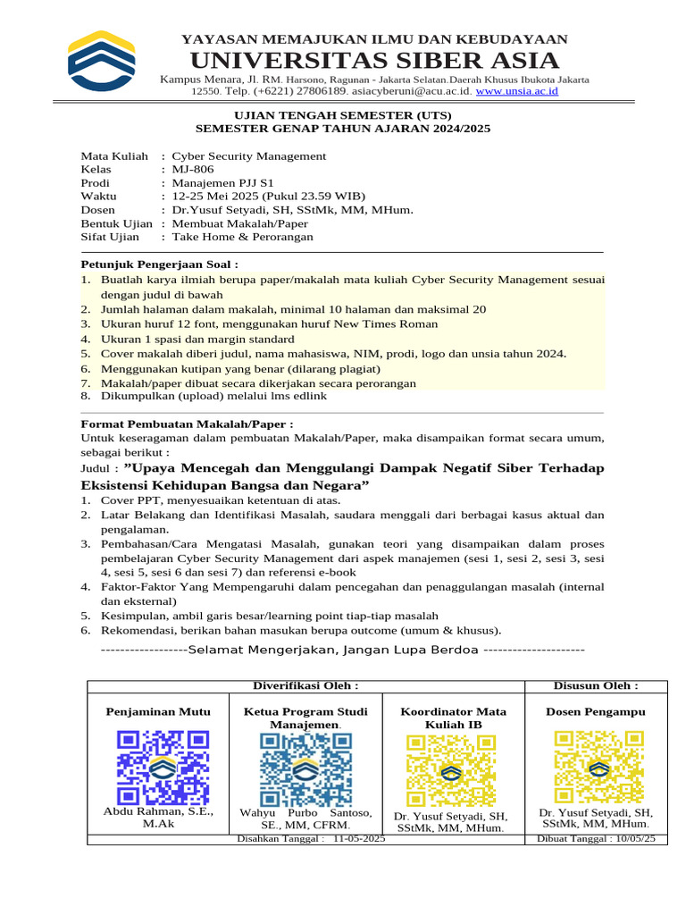 UTS Cyber Security Management | PDF