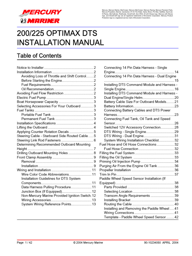 225 OptiMax DTS Install Instructions | PDF | Electrical Connector ...