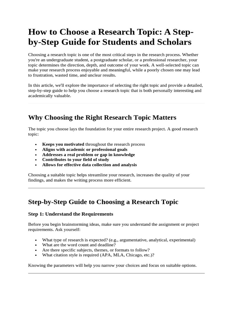 How To Choose A Research Topic | PDF | Learning | Cognition