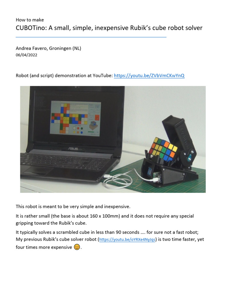 How To Make A Very Small Rubik Cube Solver Robot 20220406 | PDF ...
