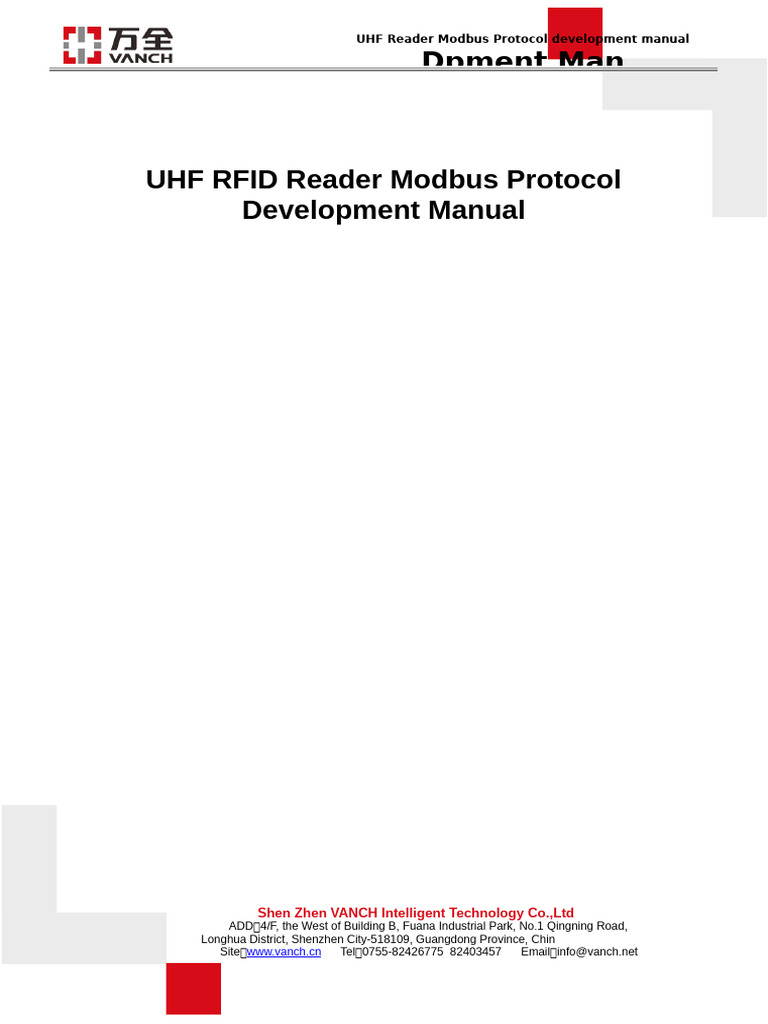 UHF Reader Modbus Protocol Development Manual v2.21 | PDF | Data ...