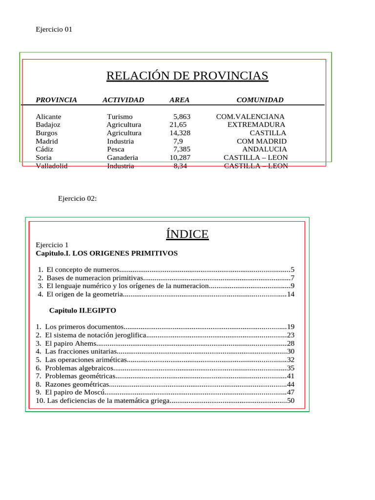 Ejercicios Tabulaciones (1) (4) | PDF | Matemáticas