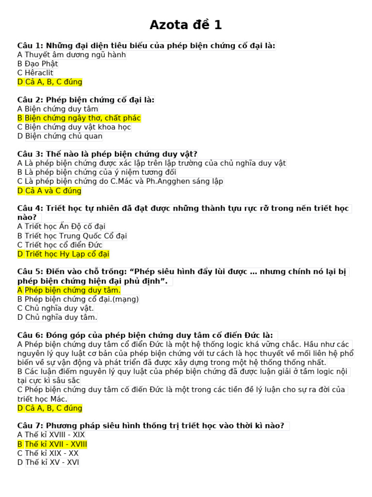 Azota Đề 1 | PDF