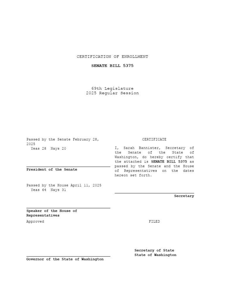 Washington State HB 5375 (2025) | PDF | Child Abuse | Child Neglect