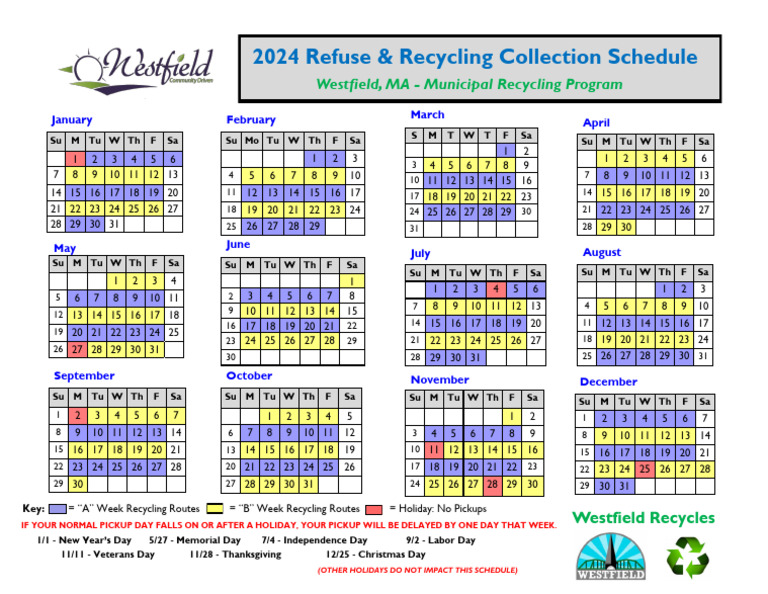 Westfield MA Trash & Recycling Schedule 2024 | PDF | Organized Events ...