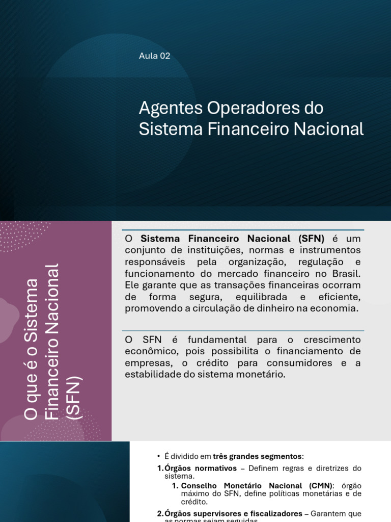 Aula 02 Agentes Operadores Do Sistema Financeiro Nacional | PDF ...