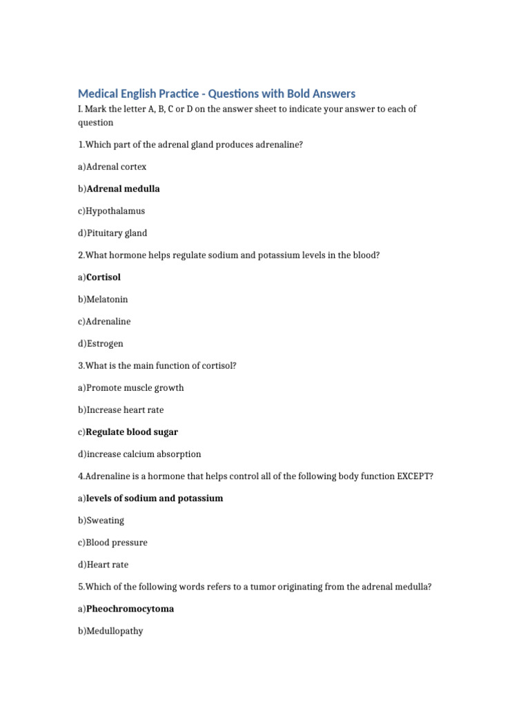 Endocrine Medical Terminology Quiz | PDF