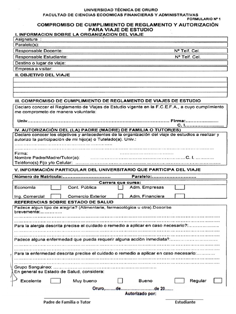Formulario Viaje | PDF