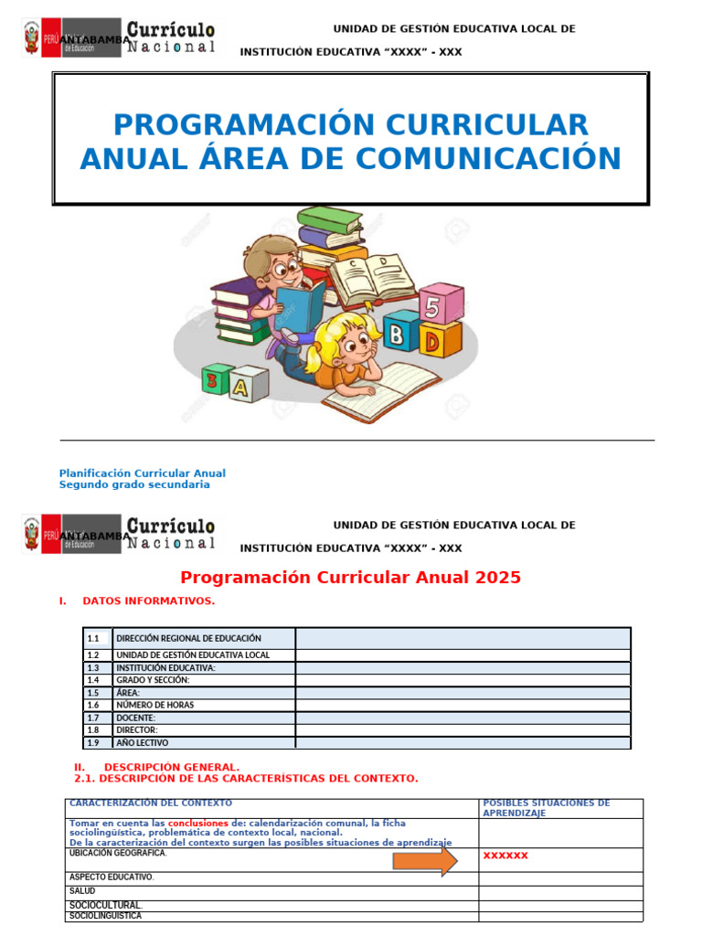 FORMATO PROG CURRIC ANUAL COMUN | PDF | Ciencias del comportamiento | Cognición