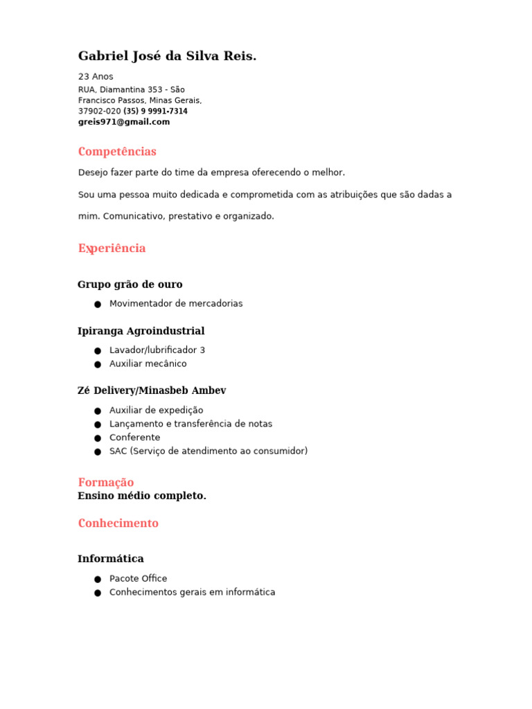 Currículo Gabriel 2024 | PDF