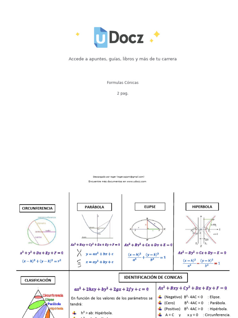 Formulas Conicas 368754 Downloadable 8867559 | PDF