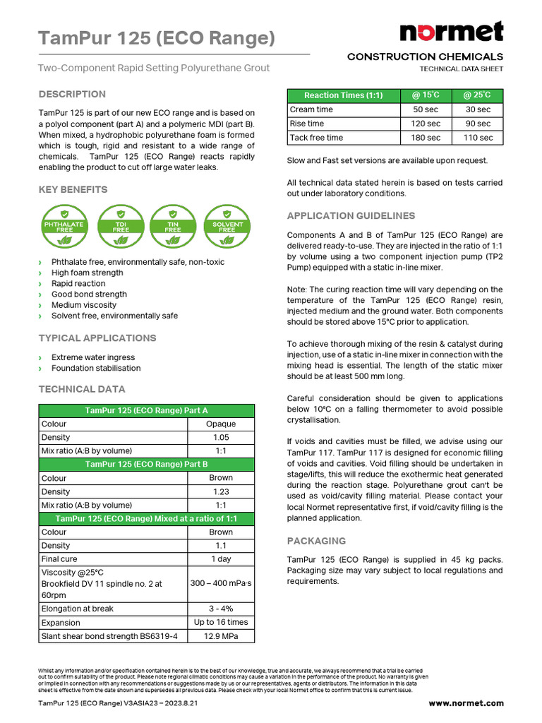 TamPur 125 ECO - TDS Asia - 20230821 | PDF | Materials | Industrial ...