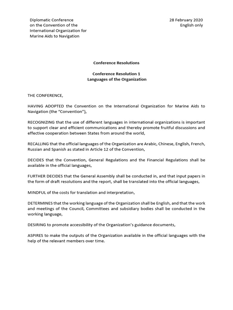 Marine Aids to Navigation Conference Resolutions | PDF