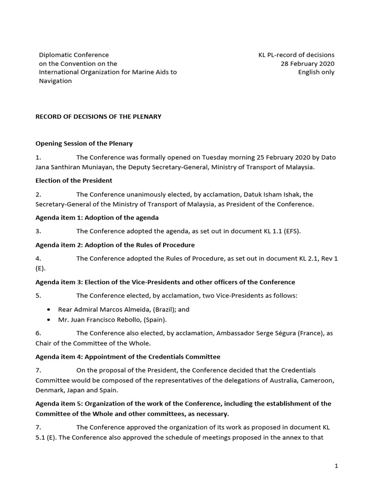 Record of Decisions: Marine Aids Conference | PDF | International ...
