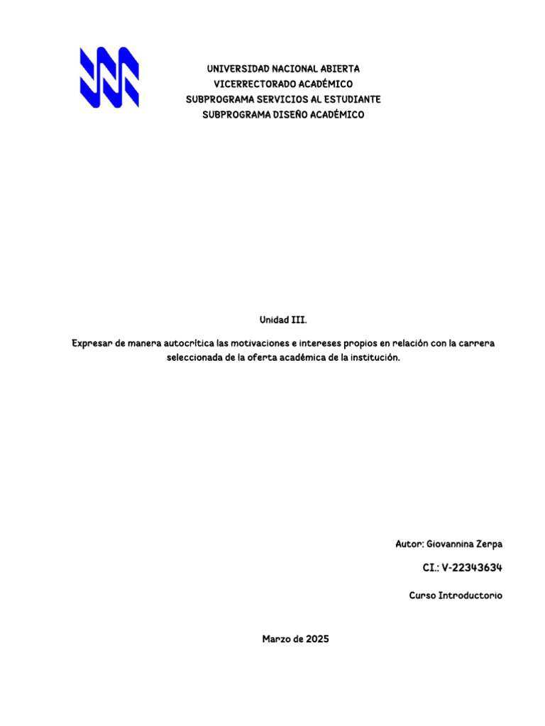 Unidad 3 Giovannina Zerpa | PDF | Educación especial | Inclusión (Educación)