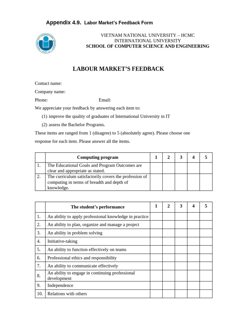 Labor Market Feedback Form for IT Graduates | PDF