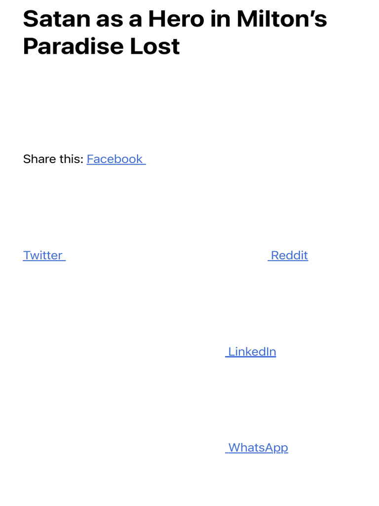 Satan as a Hero in Milton's Paradise Lost | UKEssays.com | PDF ...