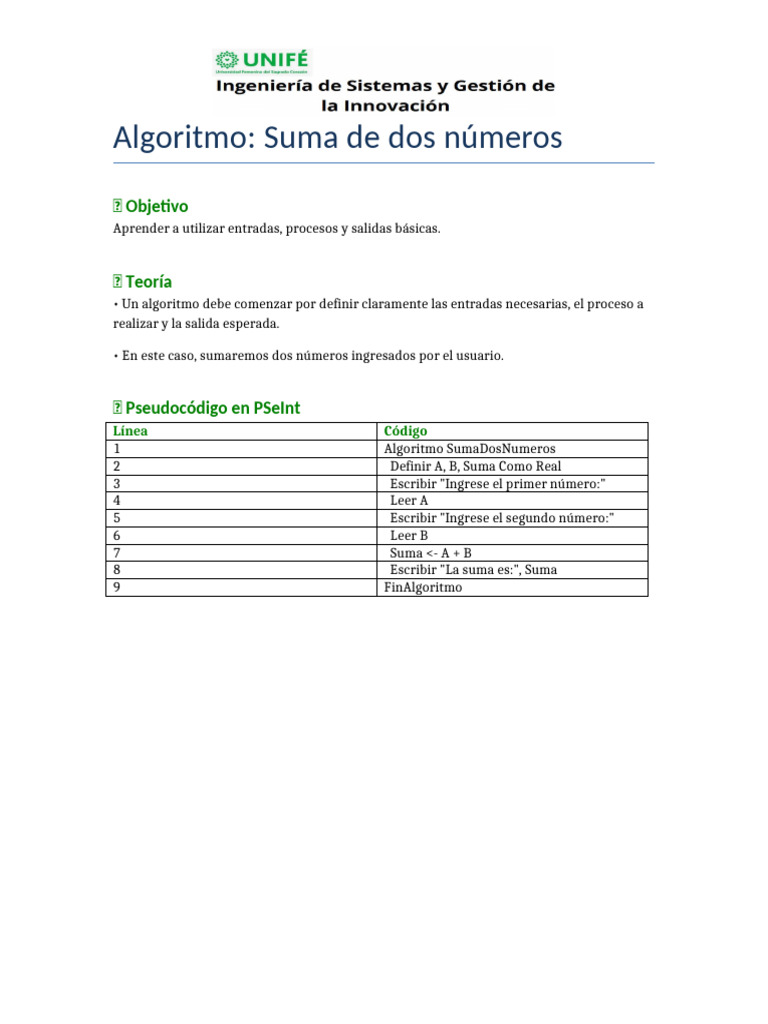 Algoritmo_Suma_Dos_Numeros | PDF