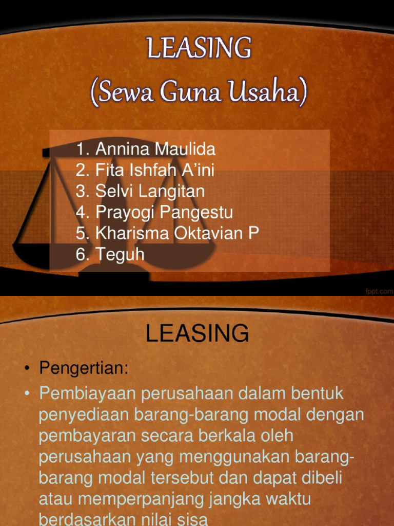 Bahan Presentasi Pembiayaan Sewa Guna Usaha (Leasing) | PDF