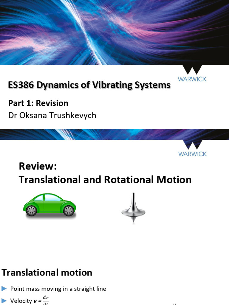 ES386 Unit 1 Revision Slides | PDF | Rotation Around A Fixed Axis | Torque