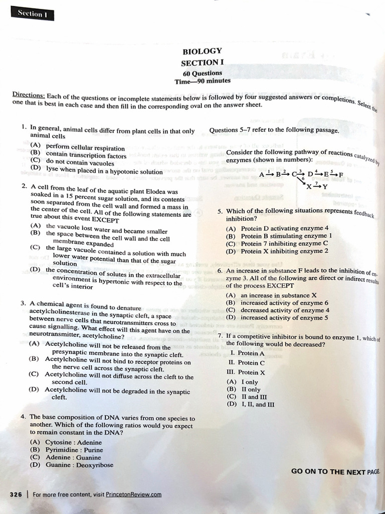 Princeton Review Practice Test 2 AP Bio | PDF