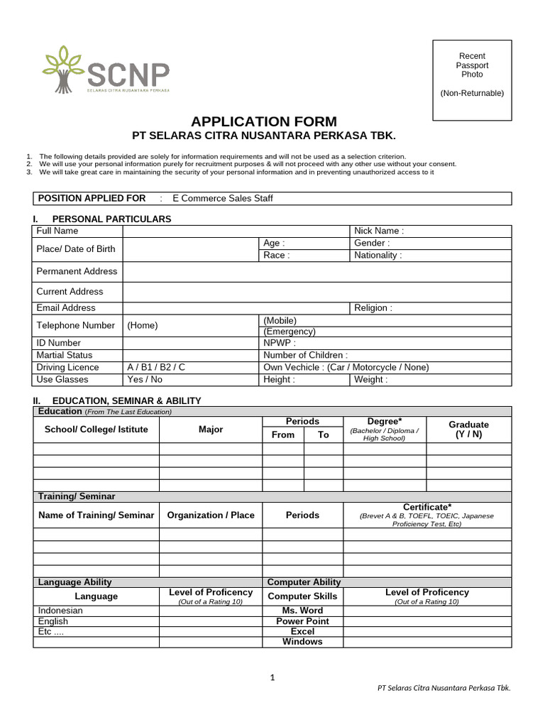 Application for E-Commerce Position | PDF