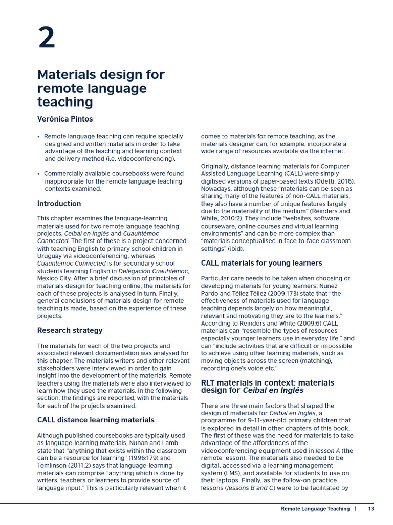 Remote Language Teaching Materials Design | PDF | Lesson Plan | Teachers