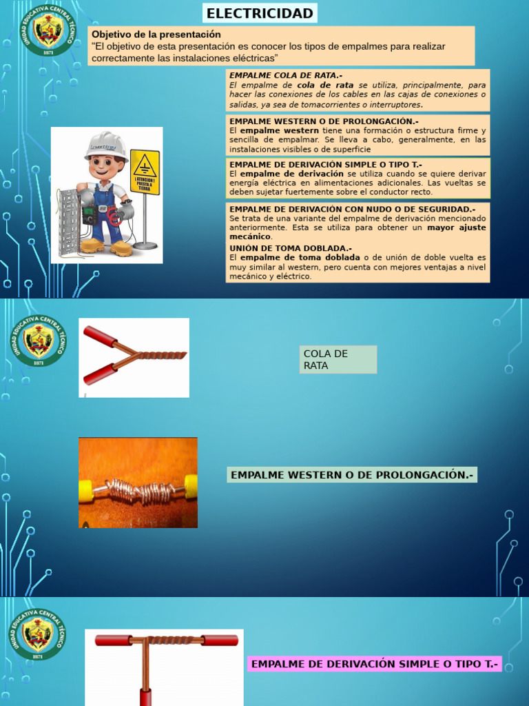 Tipos de Empalmes Eléctricos | PDF | Ingenieria Eléctrica | Electricidad