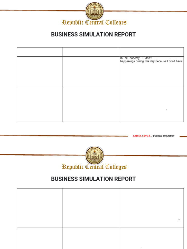 Business Simulation Report Carry Calma | PDF